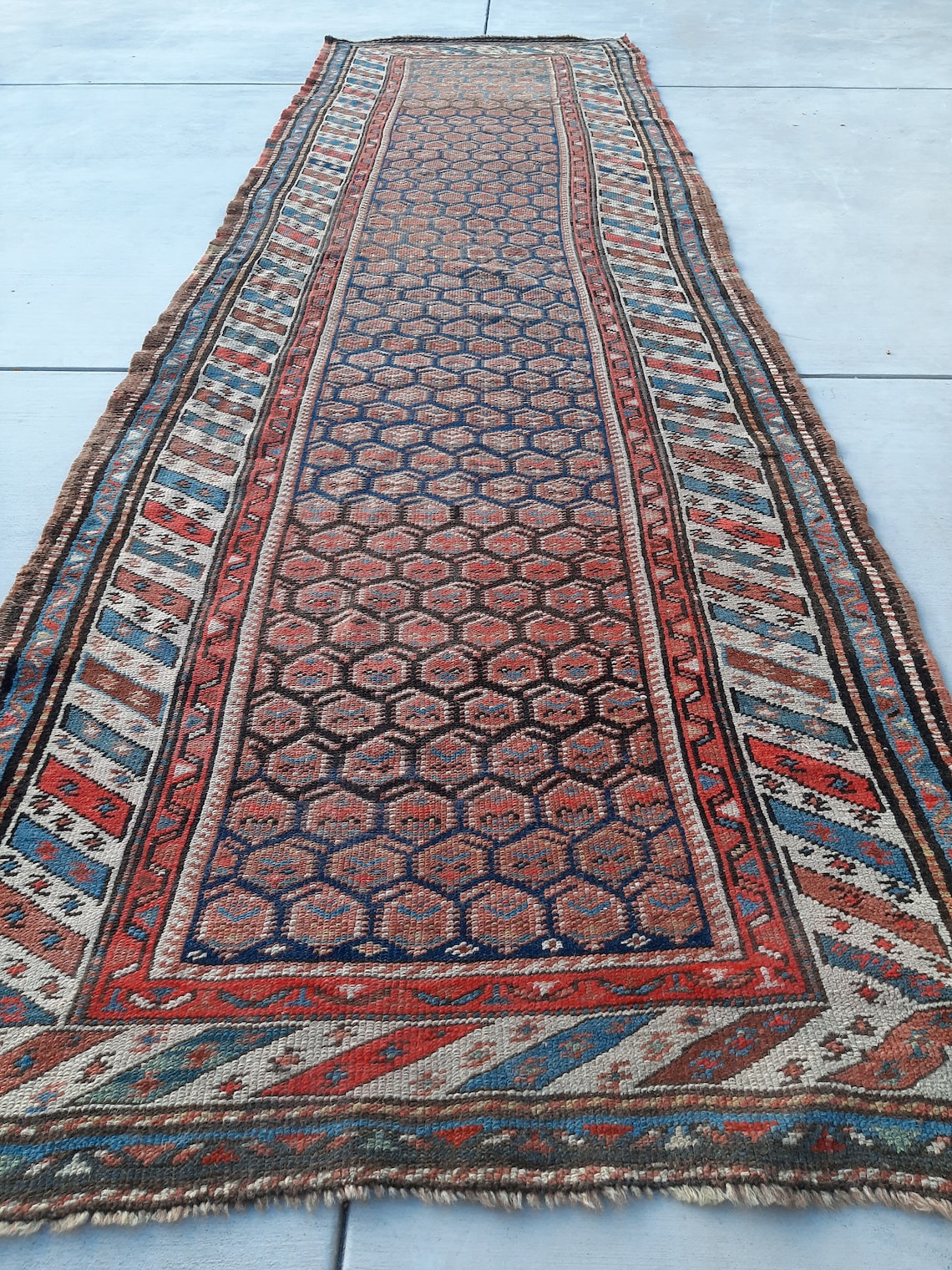 Antique Handmade 3'x11' Carpet Caucasian Kazak "karabagh" Runner Rug 3 ...