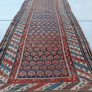 Antique Handmade 3'x11' Carpet Caucasian Kazak "karabagh" Runner Rug 3 ...