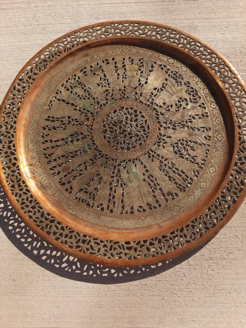 Antique Hand Hammered Copper Tray 28.5" ~ 72cm Circa 1880 - Etsy