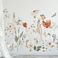 Wild Flower Wall Decal Border - Easy to Apply Peel and Stick Meadow ...