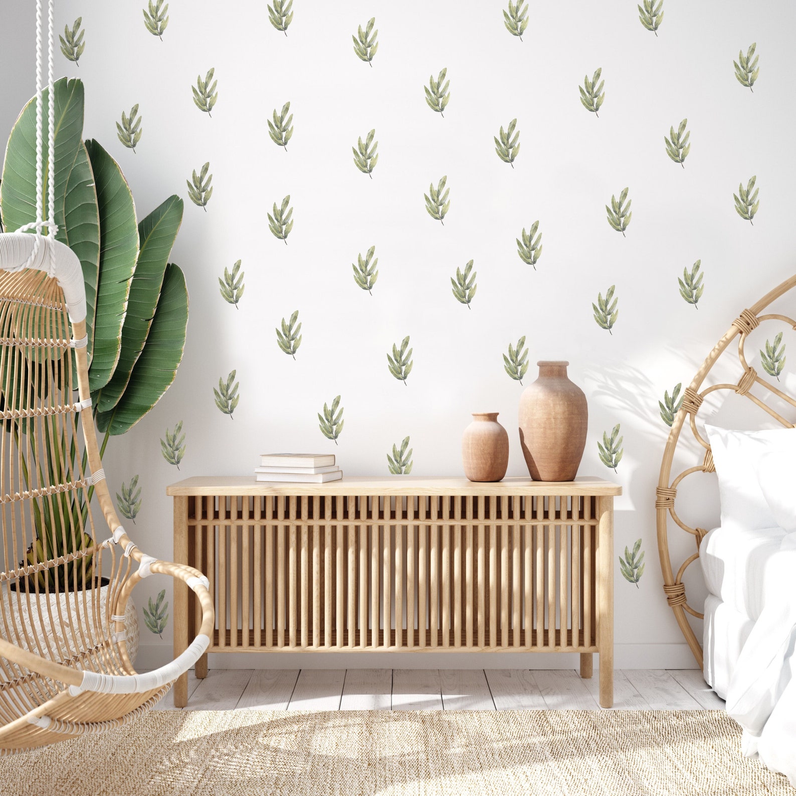 WALL DECAL Set - 28pk Olive Leaf Wall Decals - Nursery Wall Decal ...