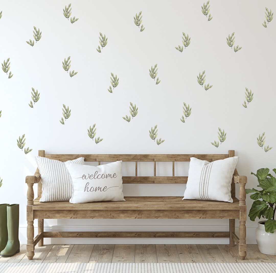 WALL DECAL SET - 56pk Olive Leaves Wall Decals - Nursery Wall Decal ...