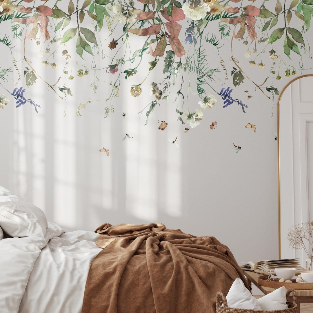 Spicy Autumn Leaves and Flowers Wall Decal Border - Wall Sticker Border ...