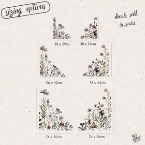 2x Magical Botanical Flower Wall Decal Corners - Easy Peel and Stick ...