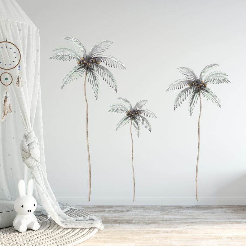 WALL DECAL - Tropical Green Palm Tree Wall Stickers for Kids Room or ...