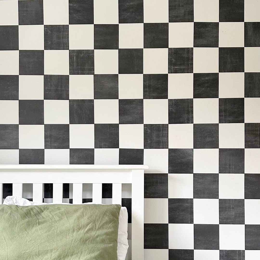 WALL DECALS Checkerboard Wall Decal Wall Stickers by Dizzy - Etsy