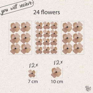 WALL DECALS - Brown Flower Wall Stickers Set - Floral Nursery Décor ...