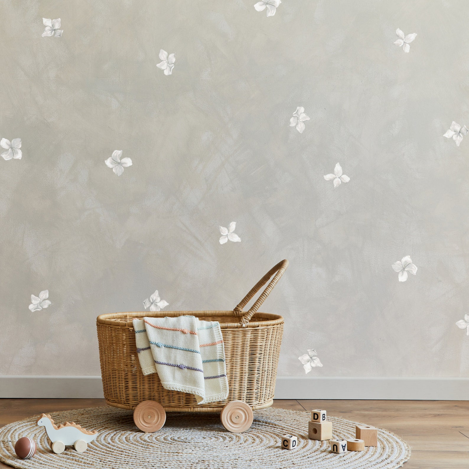 WALL STICKERS - White Flower Wall Decal Set - Watercolour Floral Wall ...