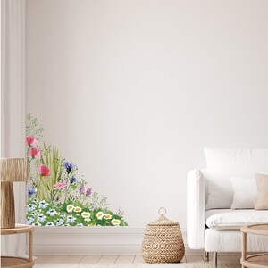 2x Meadow Flowers Wall Decal Corners - Easy Peel and Stick Watercolour ...