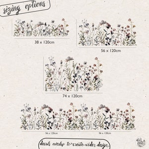 Magical Botanical Flower Wall Decal Border (bottom) - Easy to Apply ...