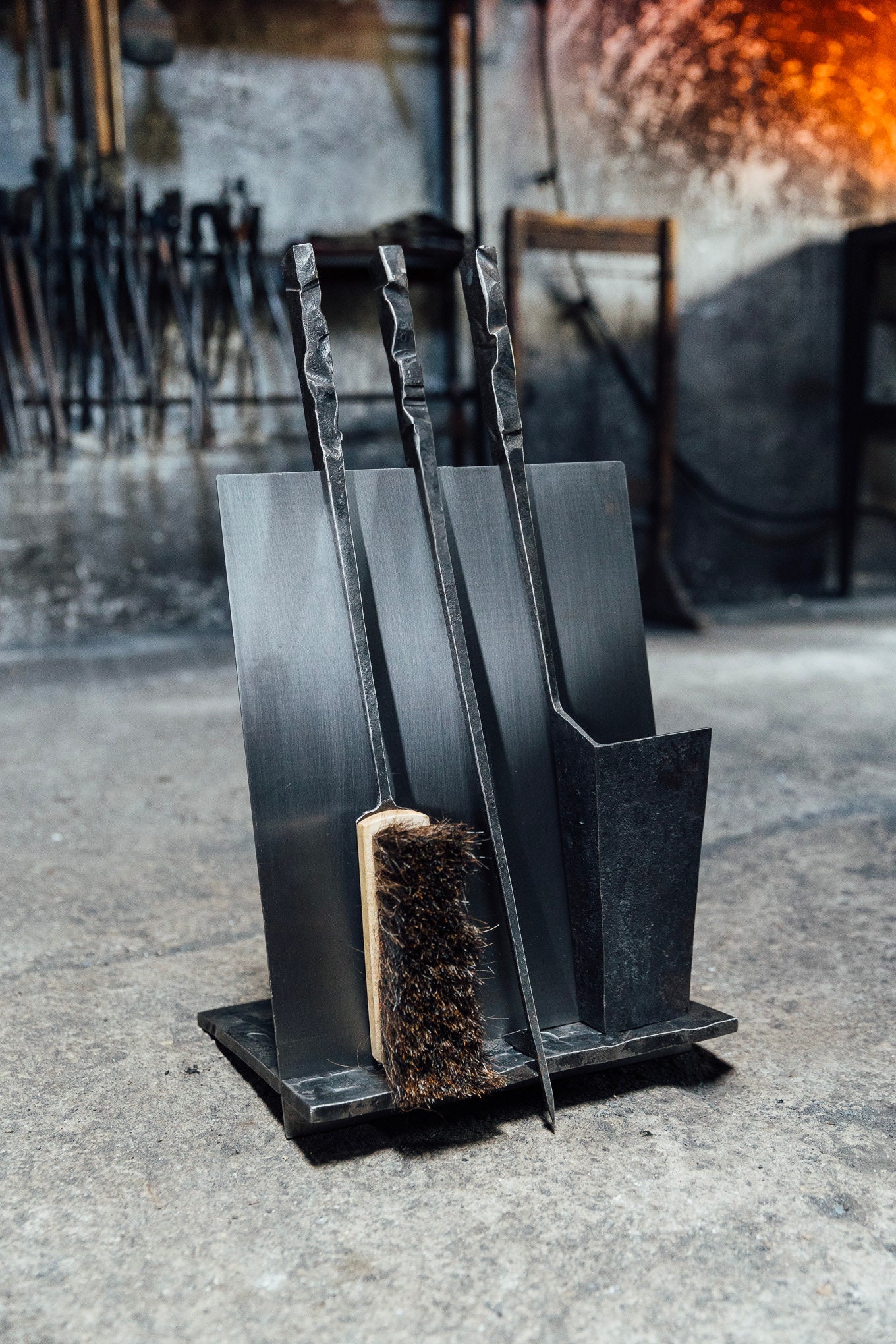 Artistic Hand-forged Fireplace Tool Kit - Etsy