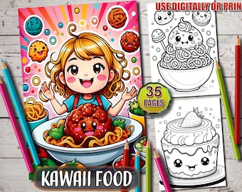 Sweet & Savory Kawaii Food Coloring Pages Fun for All Ages Kids and ...