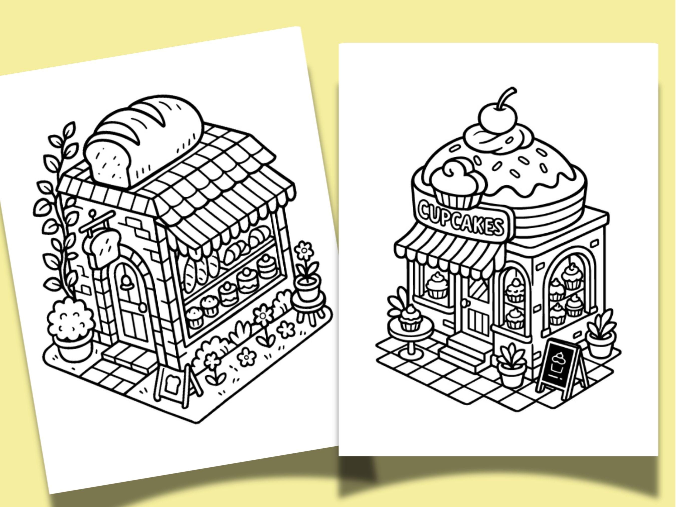 Tiny Shops Coloring Book: Kawaii Storefronts, Cozy Houses (PDF Download ...