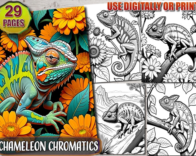 40 Cameleon Coloring Pages for Adults,chameleon Coloring Book ...