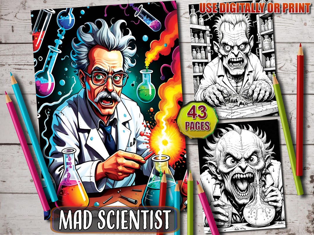 43 Spooky Mad Scientist Coloring Pages: Horror Lab Experiments, Creepy ...