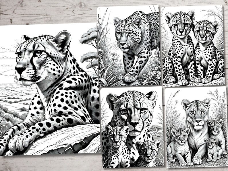 35 Big Cats Coloring Pages, Majestic Big Cats Coloring Book, Instant ...
