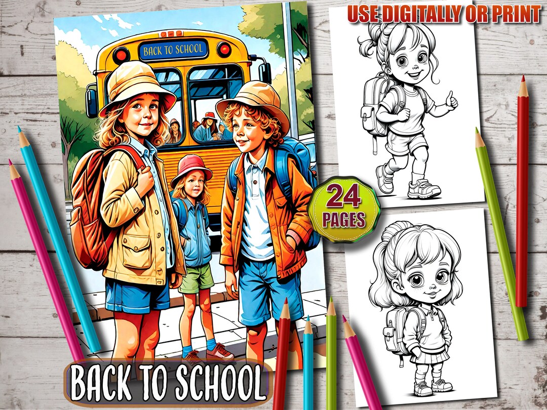 24 Back to School Coloring Pages: Happy Children, Autumn Outfits ...