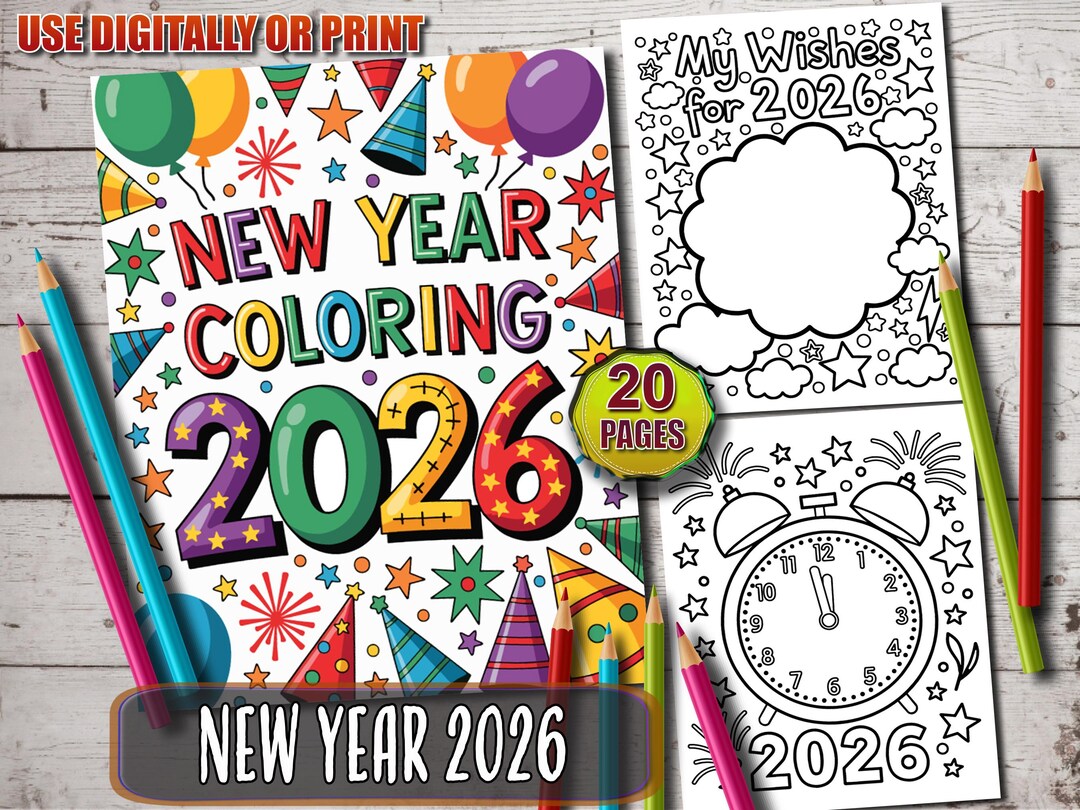 New Year 2026 Coloring Book | Printable New Year Coloring Pages | Cozy ...