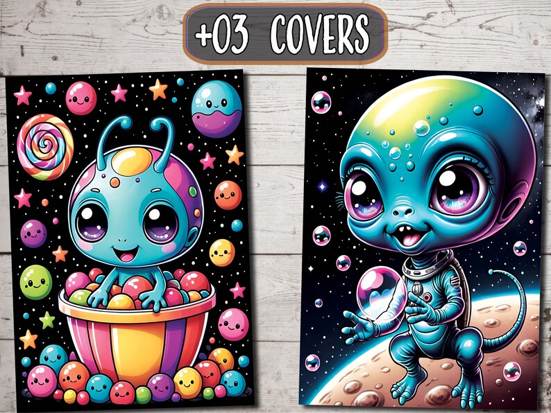 Cute Kawaii Coloring Pages, Adorable Kawaii Aliens Coloring Book, Cute ...