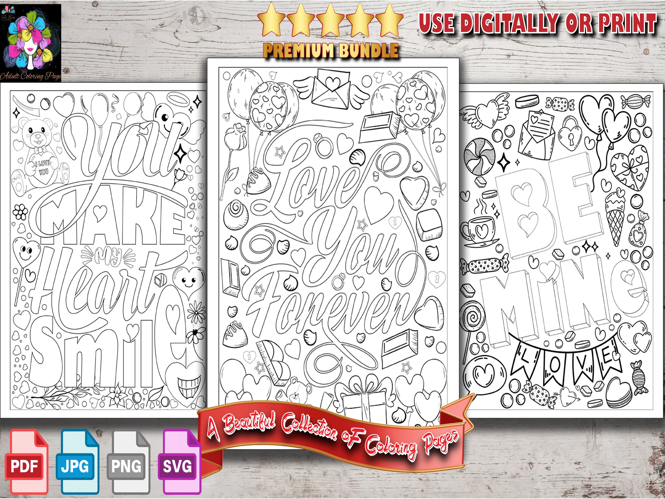 Valentine Day Coloring Pages for Adults,adult Coloring Book Valentine ...