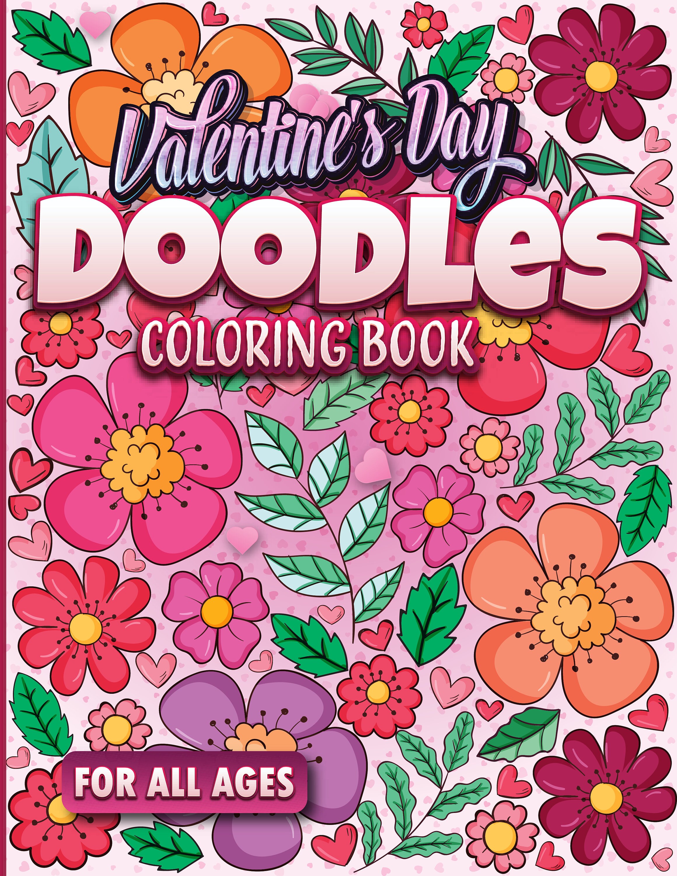 Valentine's Day Doodles Coloring Book: Hearts, Flowers (PDF & JPG) - Etsy
