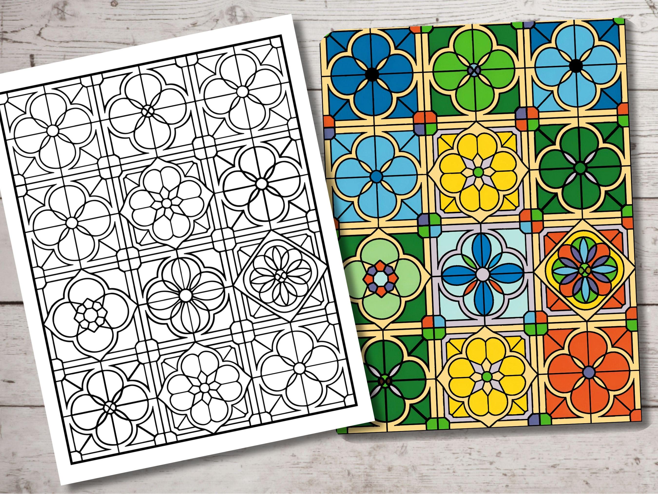 Geometric Tiles Coloring Book: 20 Abstract Pattern Pages (PDF Download ...