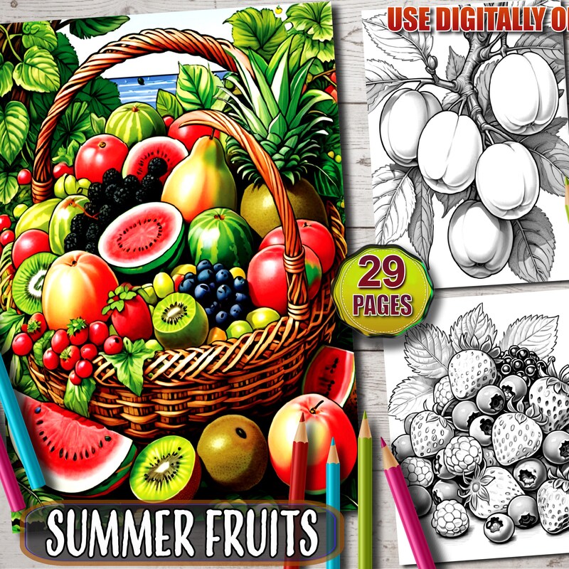 Coloring Fruits - Etsy