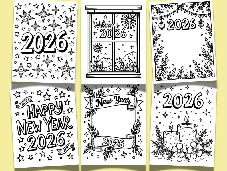 New Year 2026 Coloring Book | Printable New Year Coloring Pages | Cozy ...