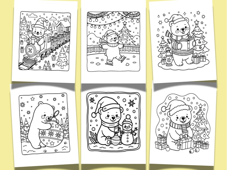 Polar Bear Christmas Coloring Page | Cute Polar Bear Holiday | Winter ...