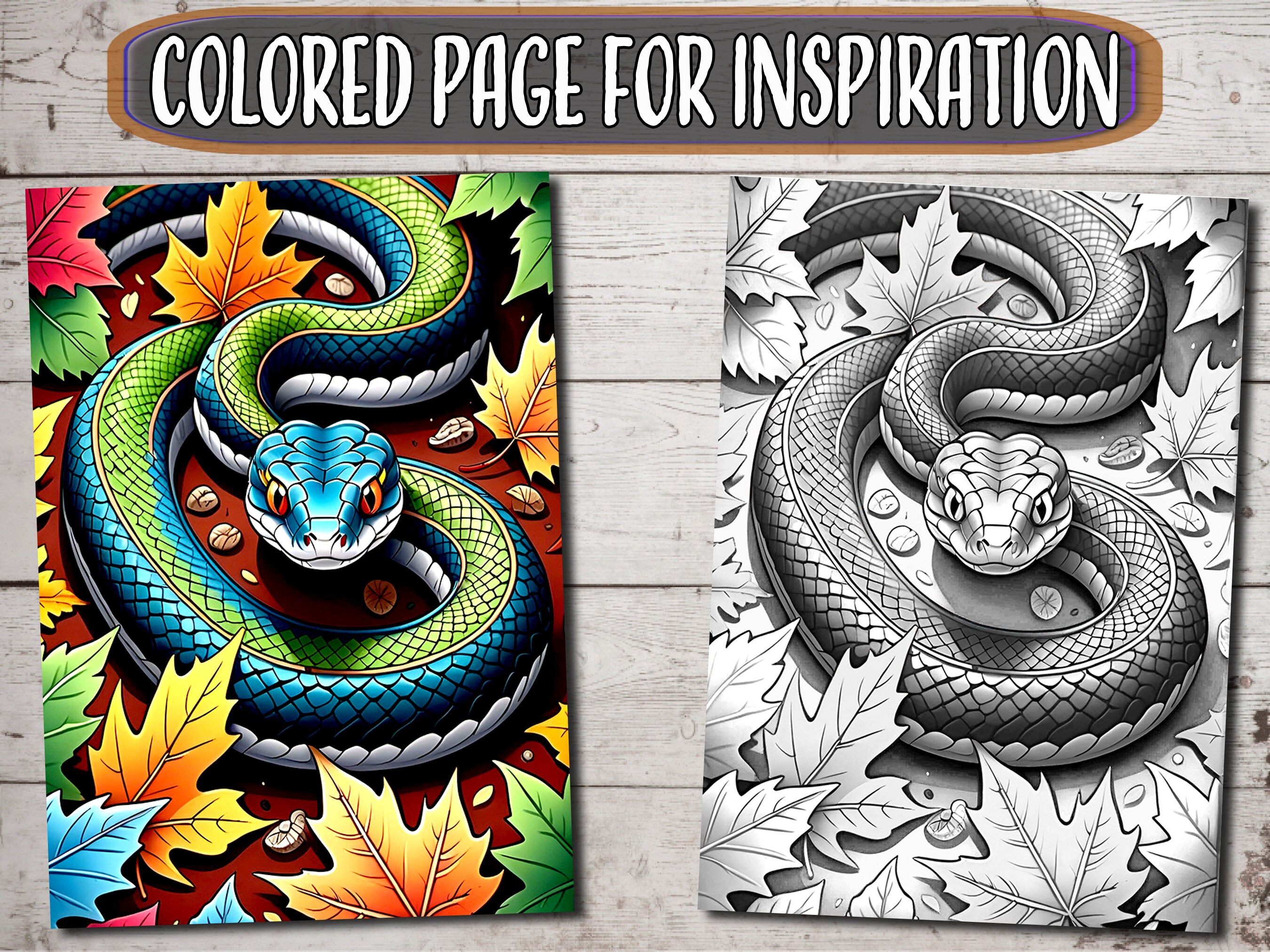 Snakes and Flowers Coloring Book, Printable PDF, Flowers & Serpents ...