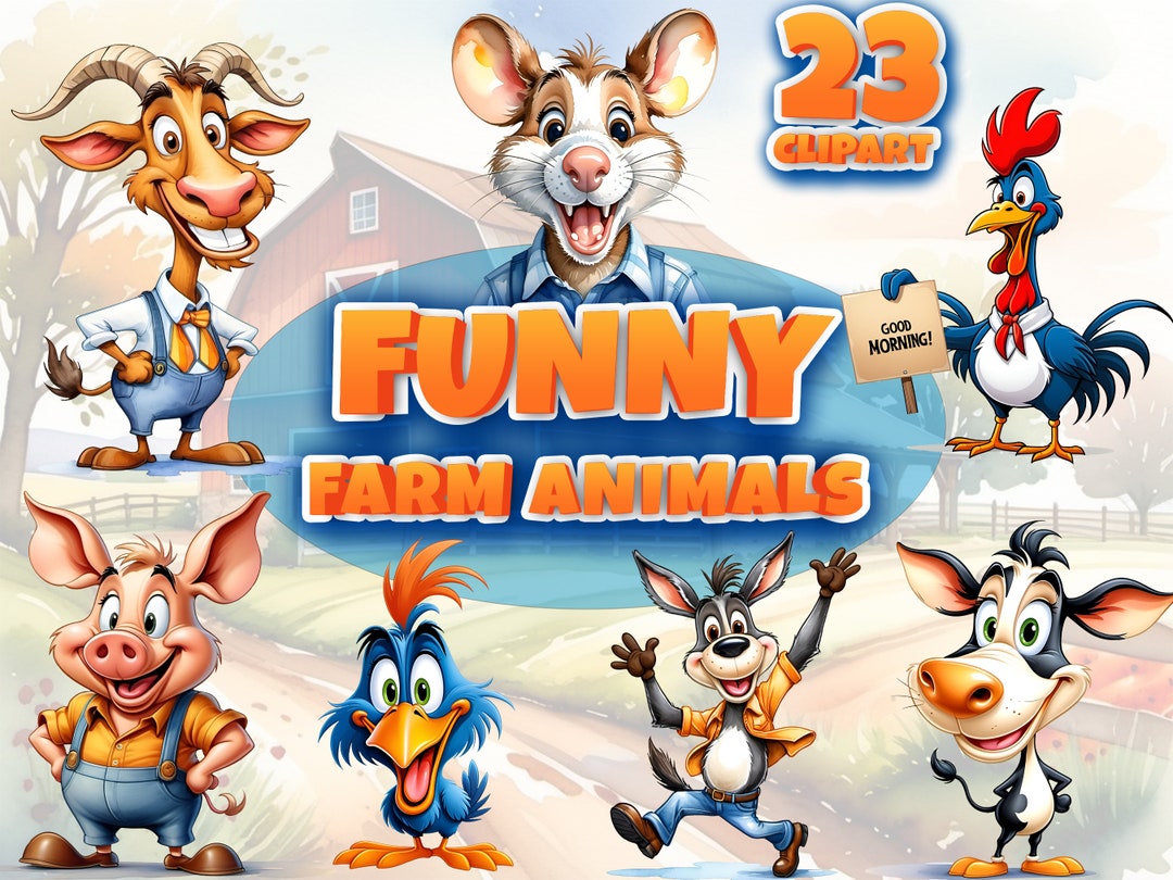 Cute and Funny Farm Animals Clipart PNG, 23 Funny Farm Animals Clipart ...
