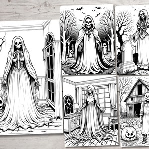 Spooky Ghost Coloring Book: Printable Halloween Pages for Adults ...