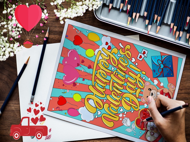 Valentine Day Coloring Pages for Adults,adult Coloring Book Valentine ...