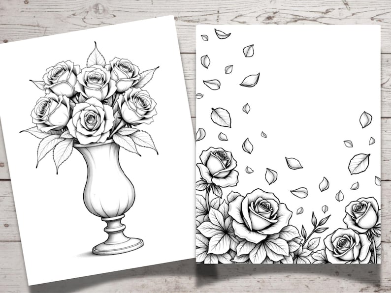 Rose Coloring Book: 50 Floral Designs for Adults & Kids (PDF Download ...