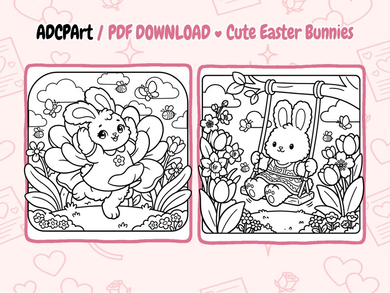 Bold & Easy Coloring Book – Cute Cozy Easter Bunny Coloring Pages ...