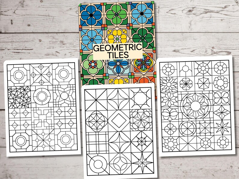 Geometric Tiles Coloring Book: 20 Abstract Pattern Pages (PDF Download ...