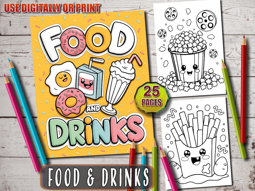 Kawaii Food Coloring Book: Fun Fast Food Art for Kids (PDF Download) - Etsy