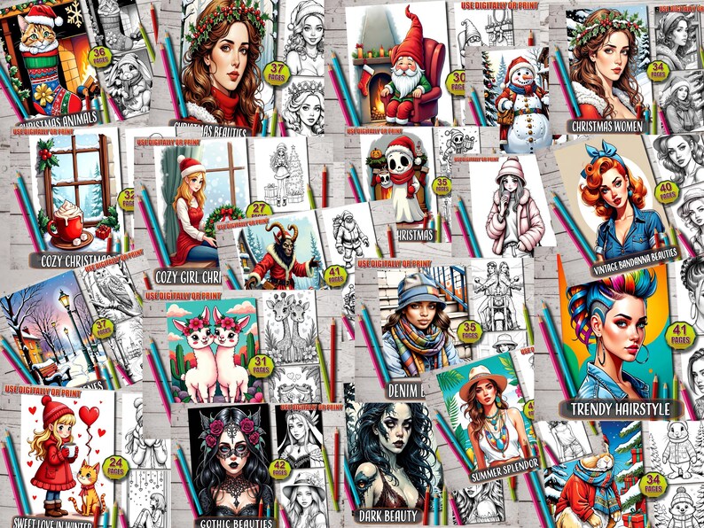 Mega Coloring Book Bundle: 320+ Themes, 10000+ Pages (instant Digital ...