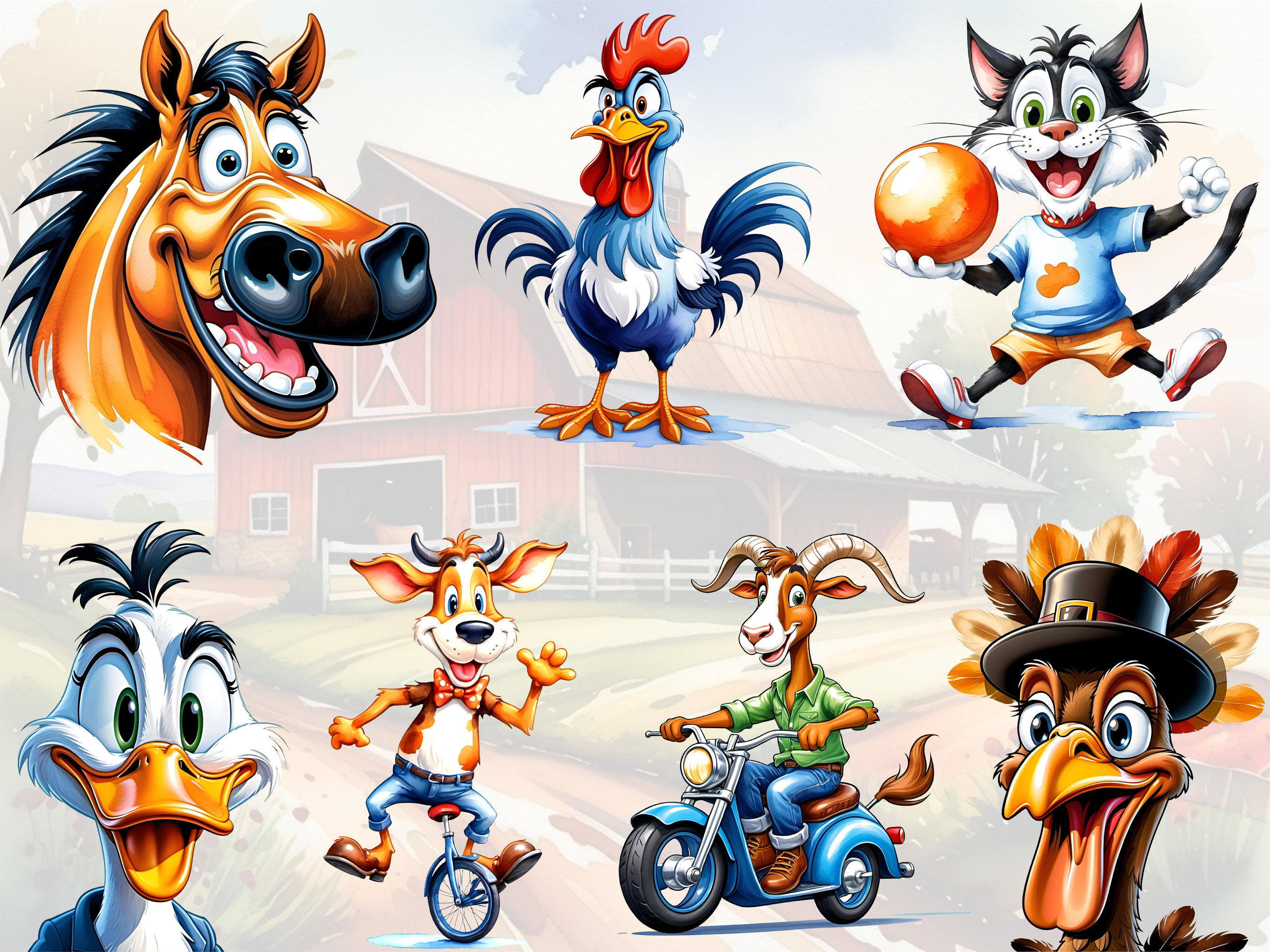 Cute and Funny Farm Animals Clipart PNG, 23 Funny Farm Animals Clipart ...