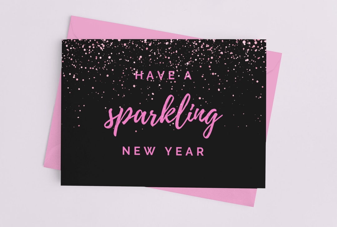 Printable Postcard sparkling New Year Greeting - Etsy