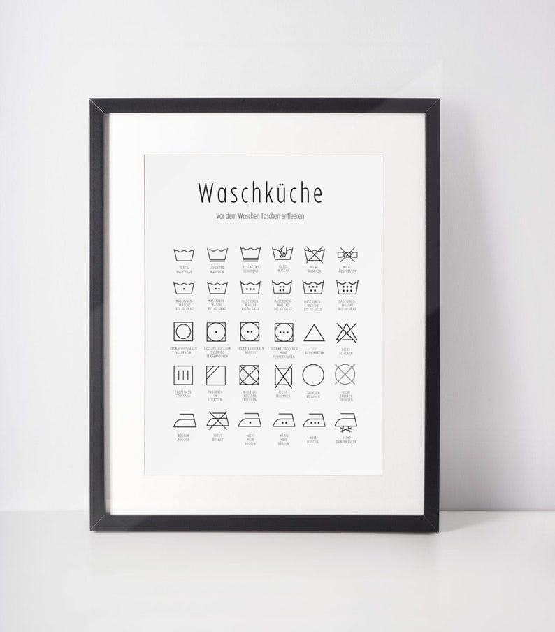 A4 Laundry Room Digital Poster | Laundry Posters | Laundry Icons ...