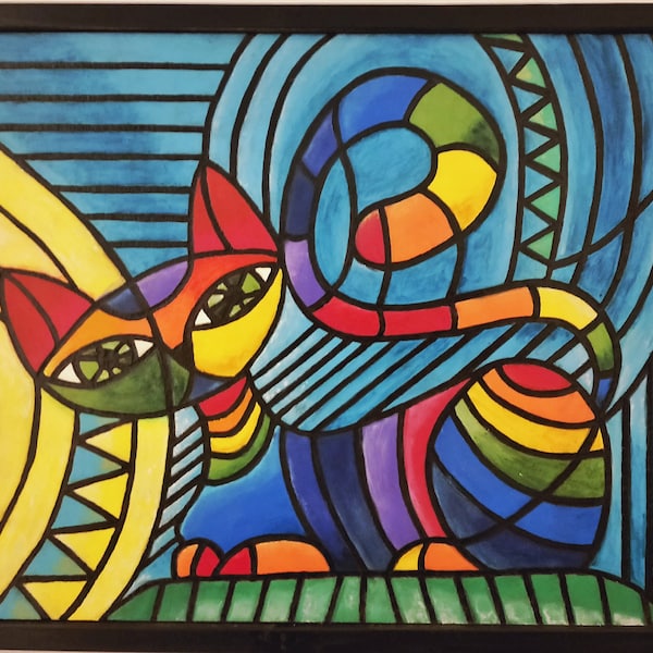 Abstract Cat Art - Etsy