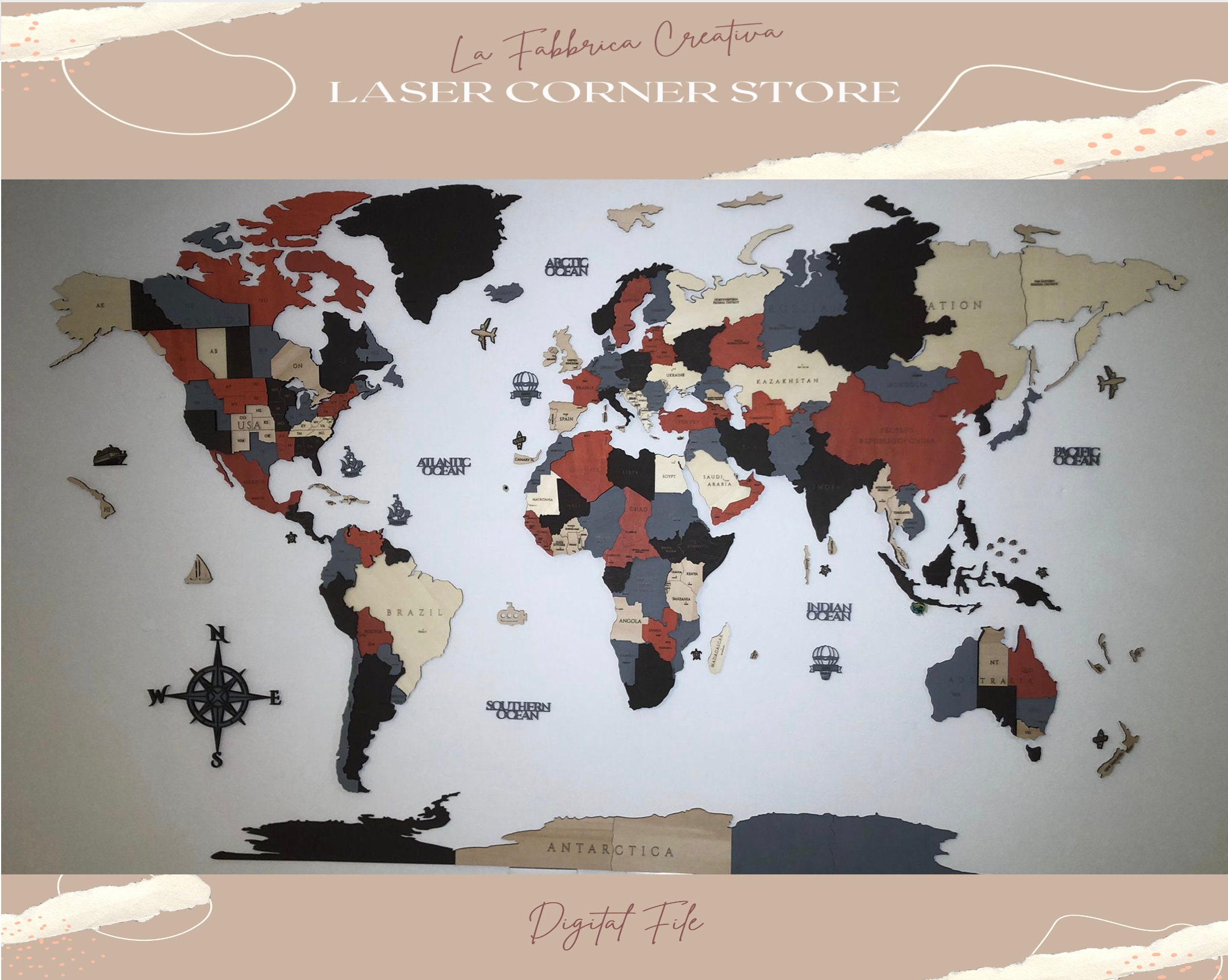 3D Layered World Map With Capitals: Explore the World in a New Way ...