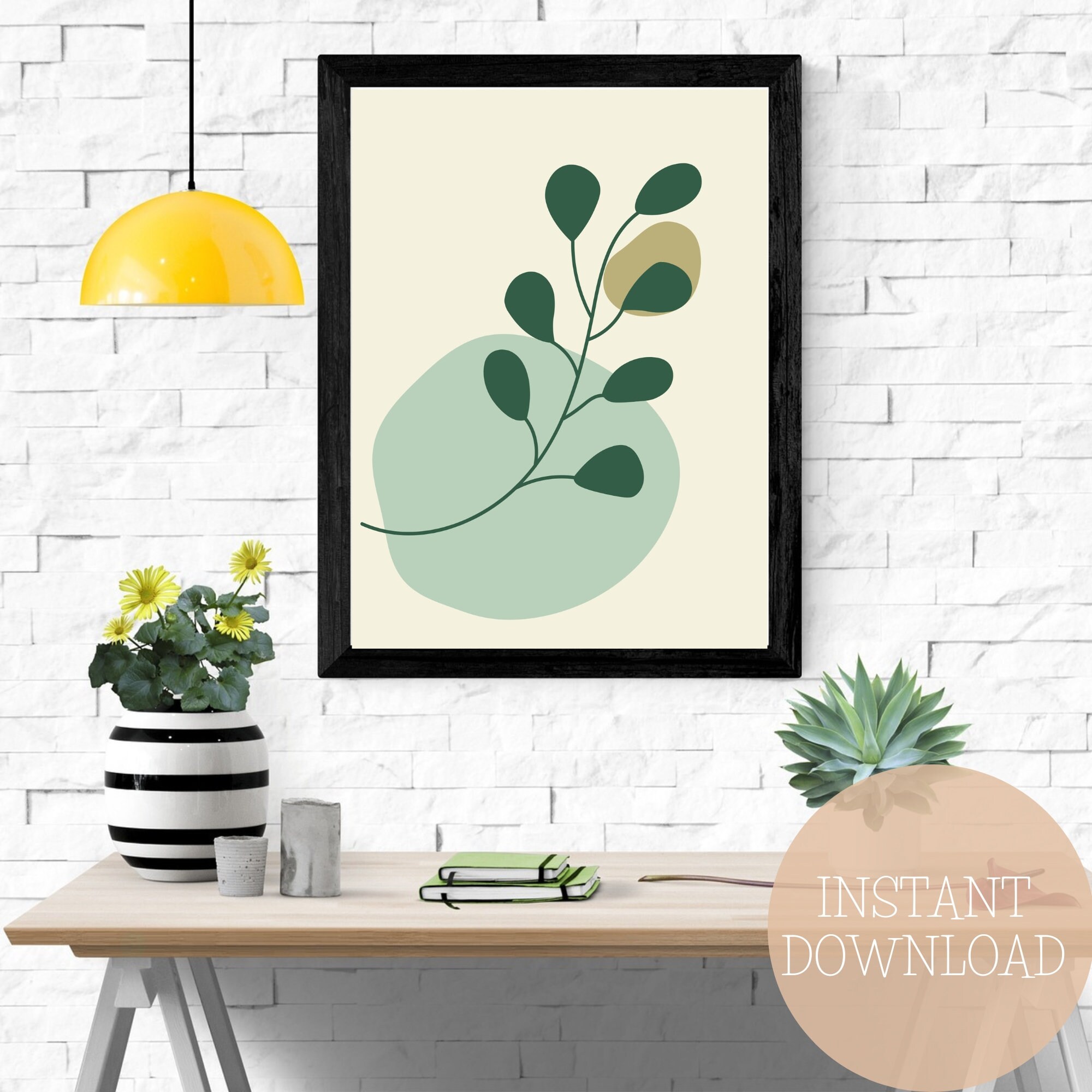 Boho Leaf Art, Midcentury Art, Boho Home Decor, Bohemian Art Printable ...