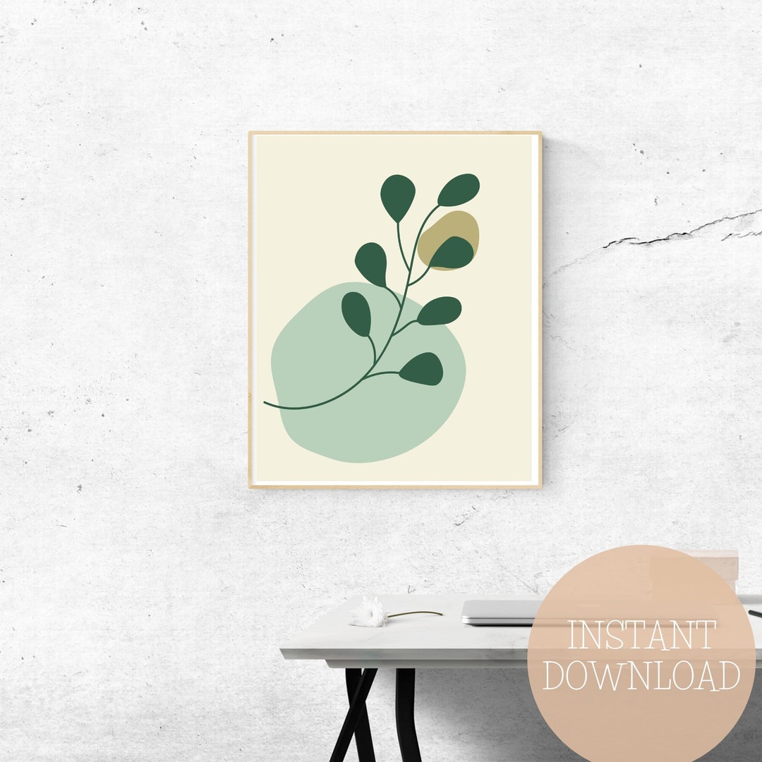 Boho Leaf Art, Midcentury Art, Boho Home Decor, Bohemian Art Printable ...