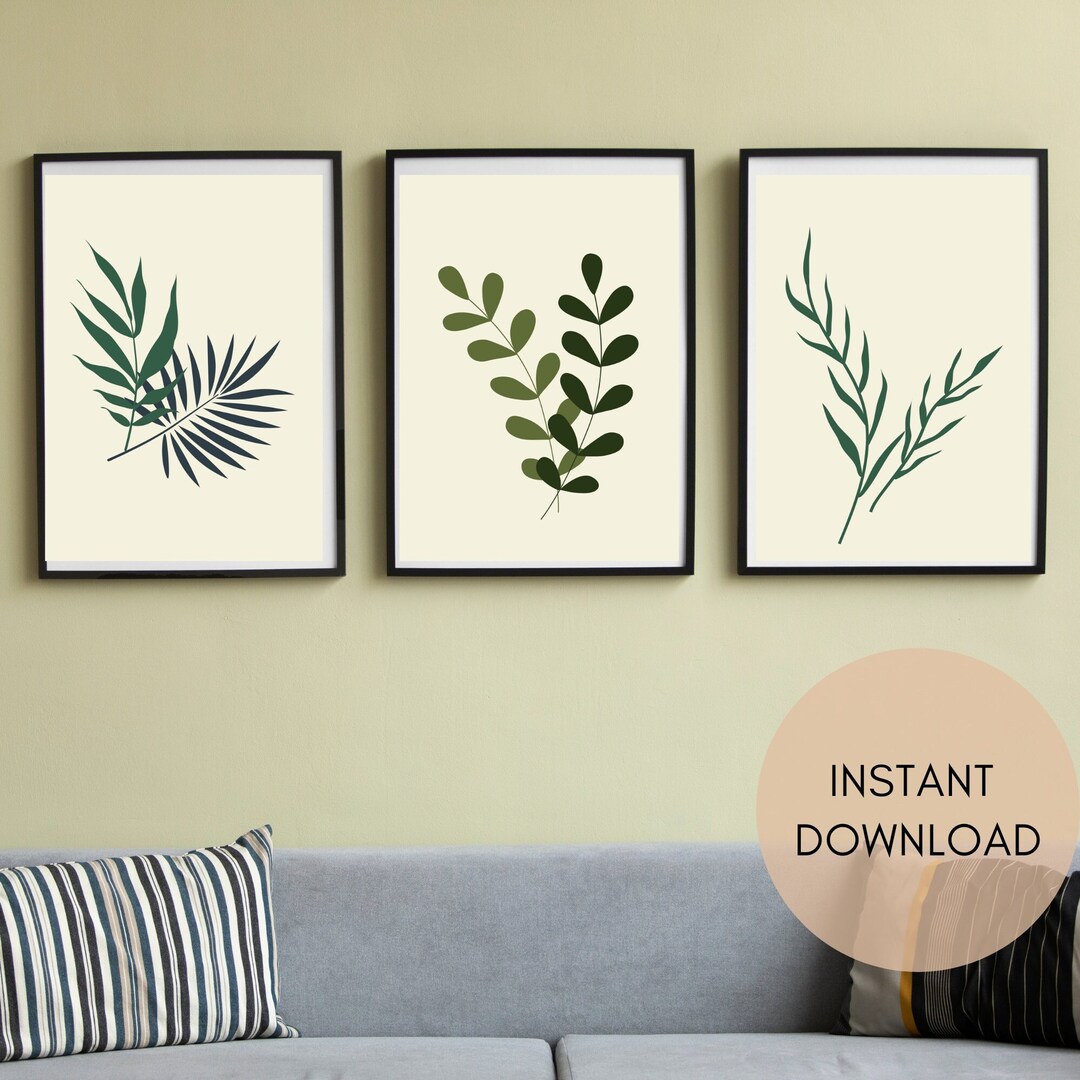 Boho Leaf Art, Midcentury Art, Boho Home Decor, Bohemian Art Printable ...