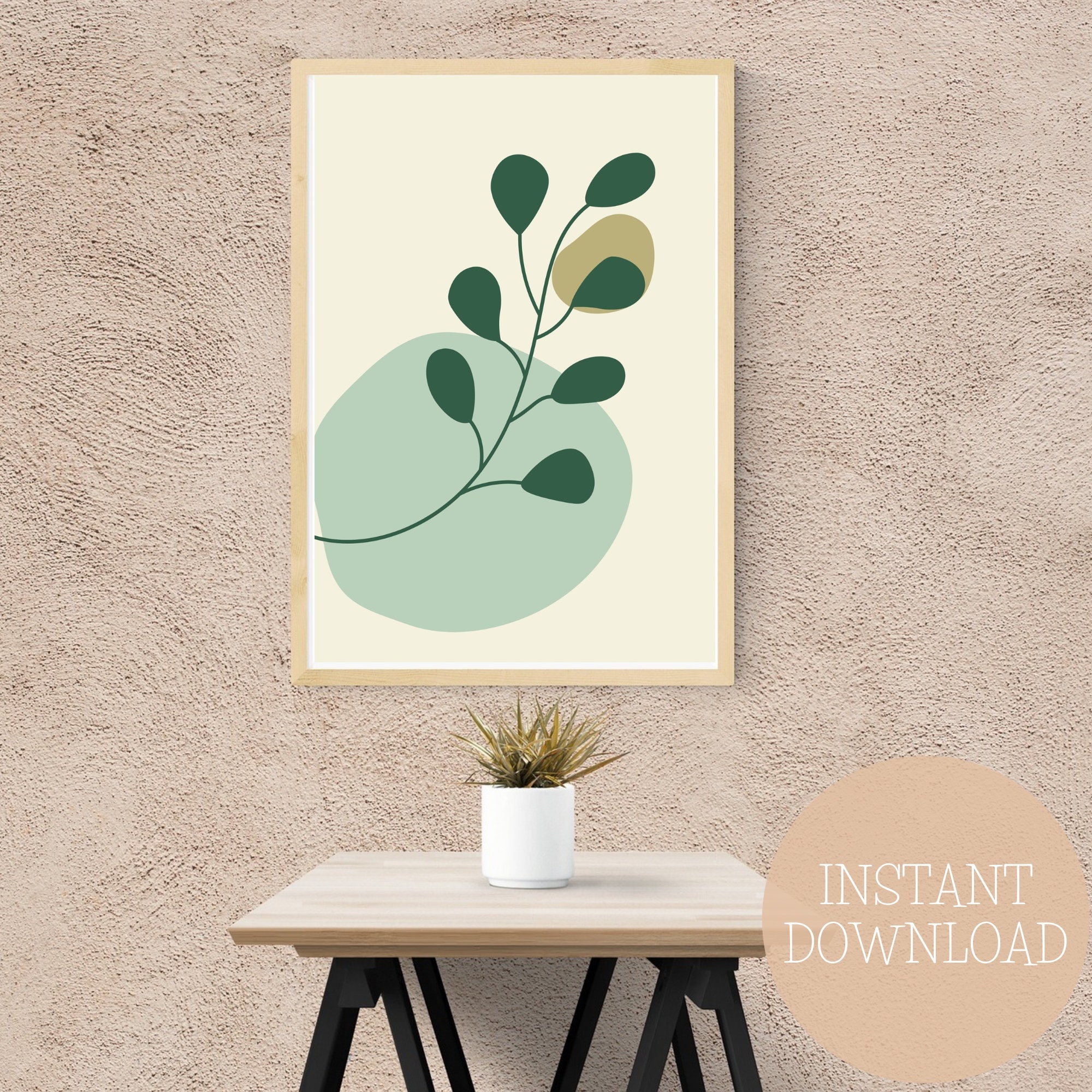 Boho Leaf Art, Midcentury Art, Boho Home Decor, Bohemian Art Printable ...
