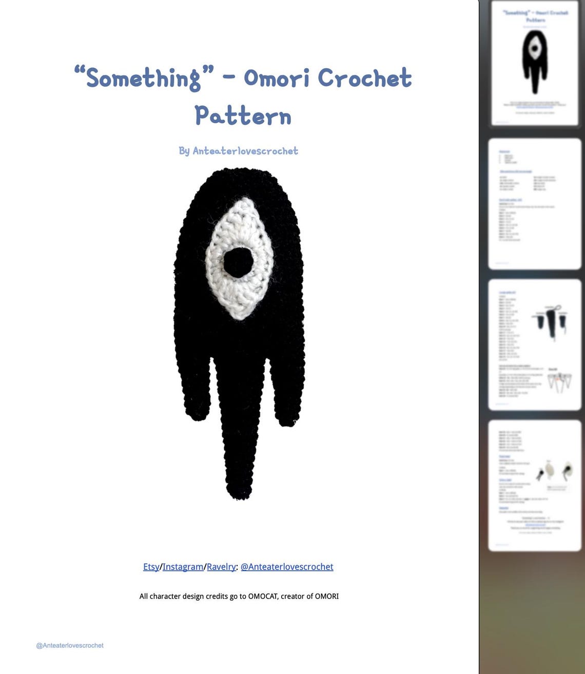 Something - OMORI Digital Crochet Pattern - Etsy