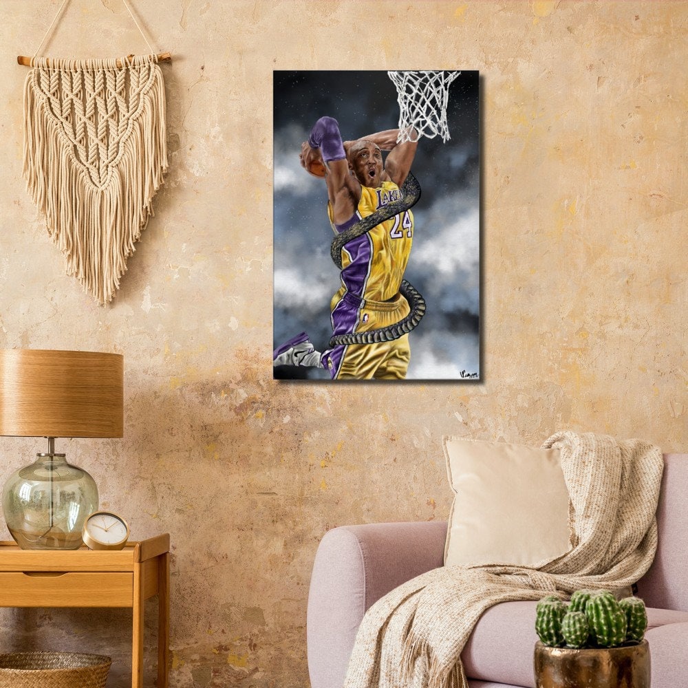 Kobe Bryant Artwork, NBA Art, Canvas Print, NBA Fan Gift, Wall Art ...