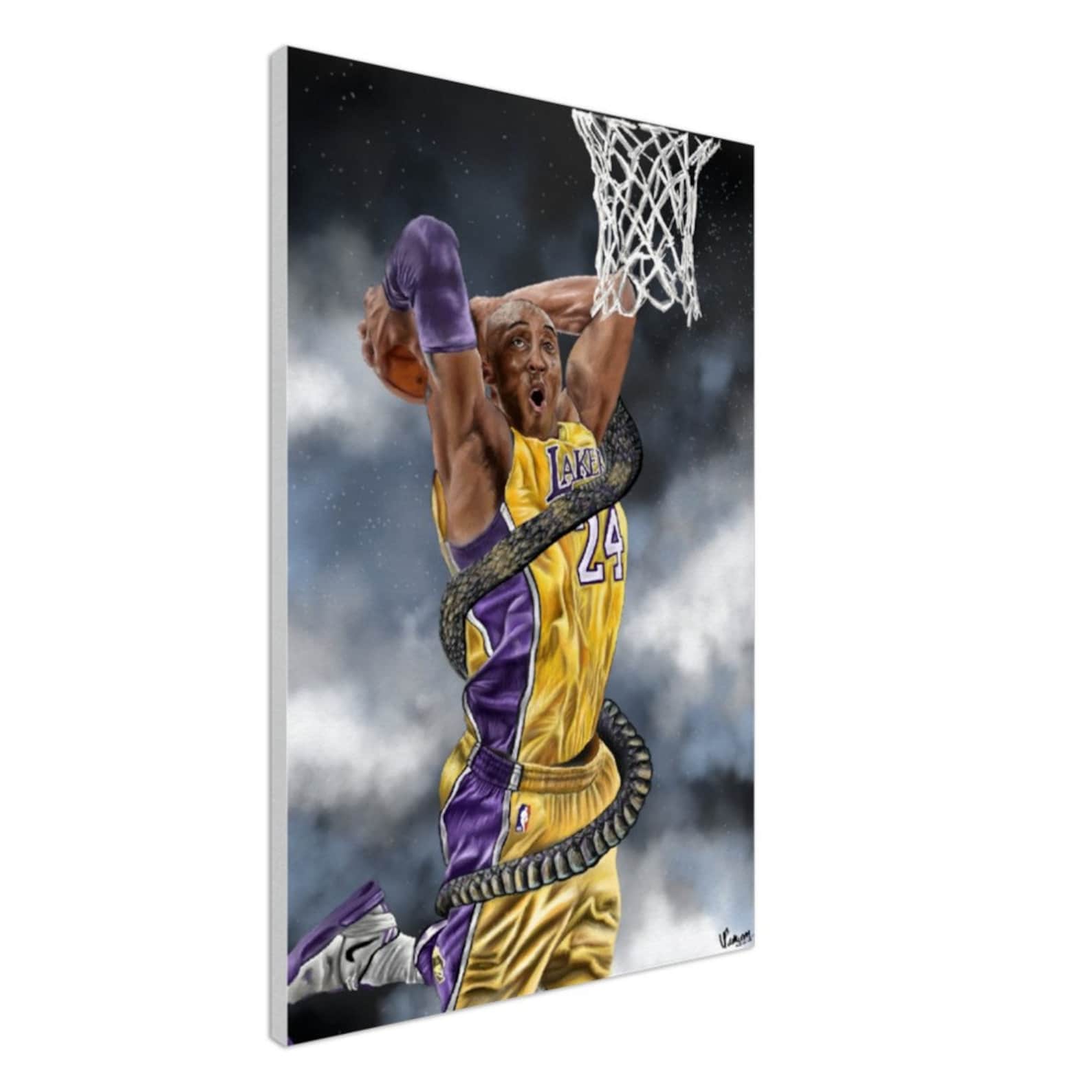 Kobe Bryant Artwork, NBA Art, Canvas Print, NBA Fan Gift, Wall Art ...